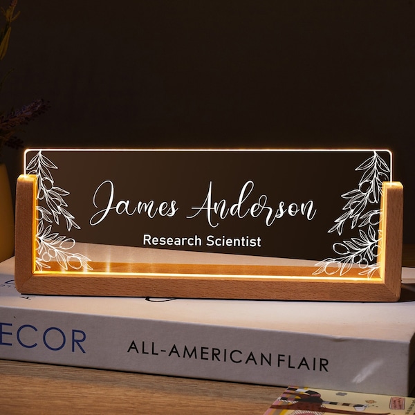 Personalized Office Desk Nameplate Acrylic Nameplate Desktop Sign Light ...