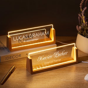 Acrylic Name Plate Light Personalized, LED Light With Wave Pattern ...