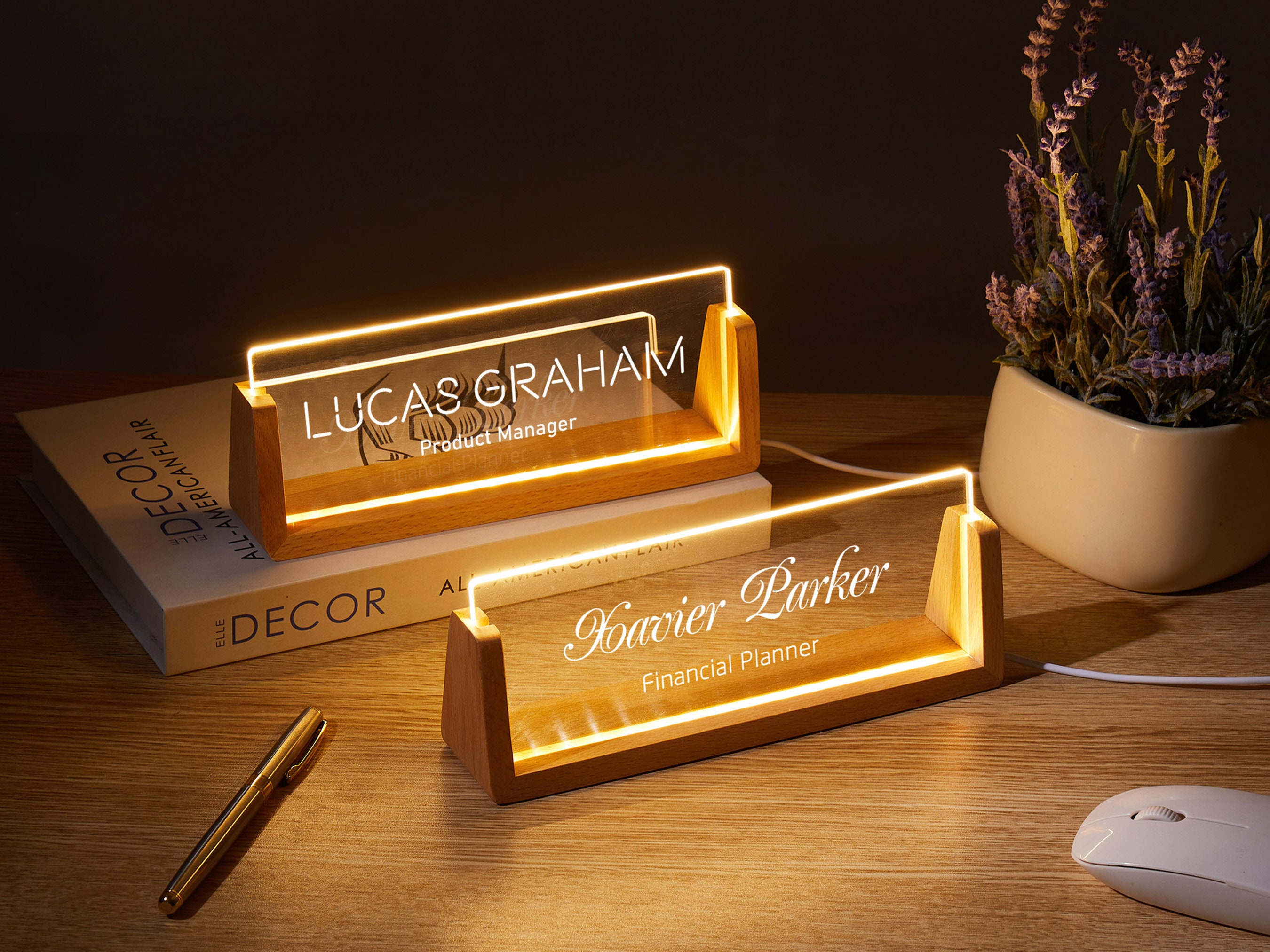 Acrylic Name Plate Light Personalized LED Light With Wave - Etsy