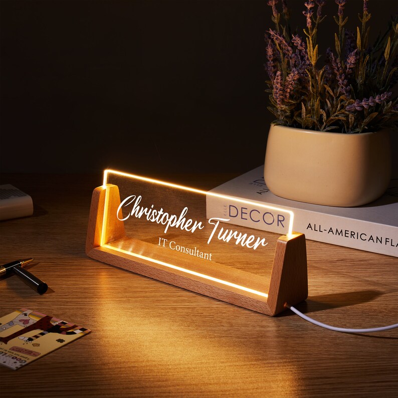 Acrylic Name Plate Light Personalized LED Light With Wave - Etsy