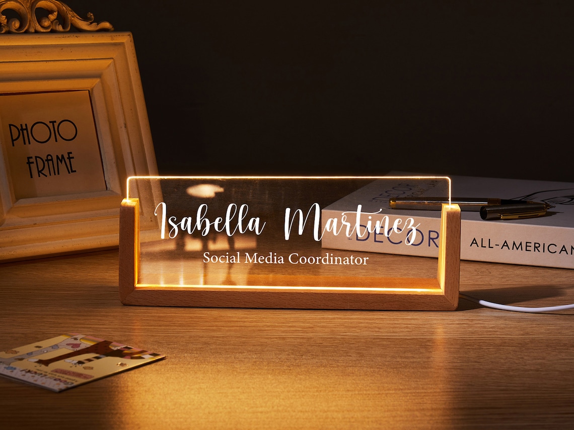 Acrylic Name Plate Light Personalized LED Light With Wave - Etsy