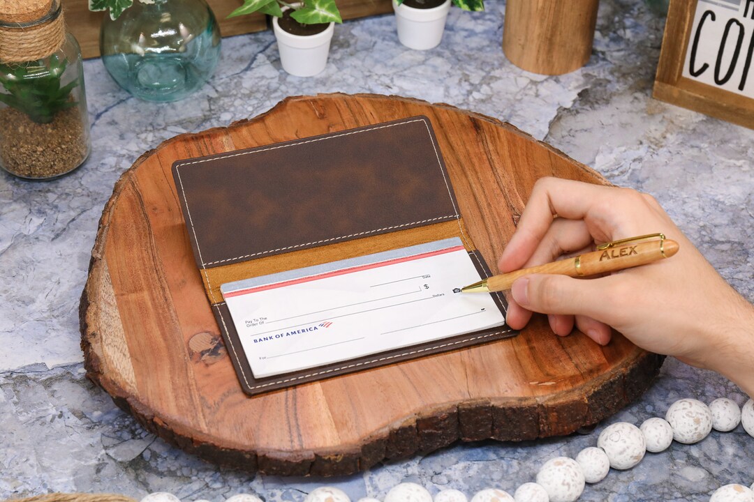 Personalized Checkbook Cover Customized Leather Checkbook - Etsy