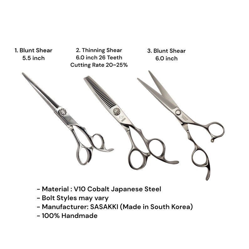 SASAKKI V10 Cobalt Japanese Steel Hair Shear Set | 5.5", 6.0" Blunt ...