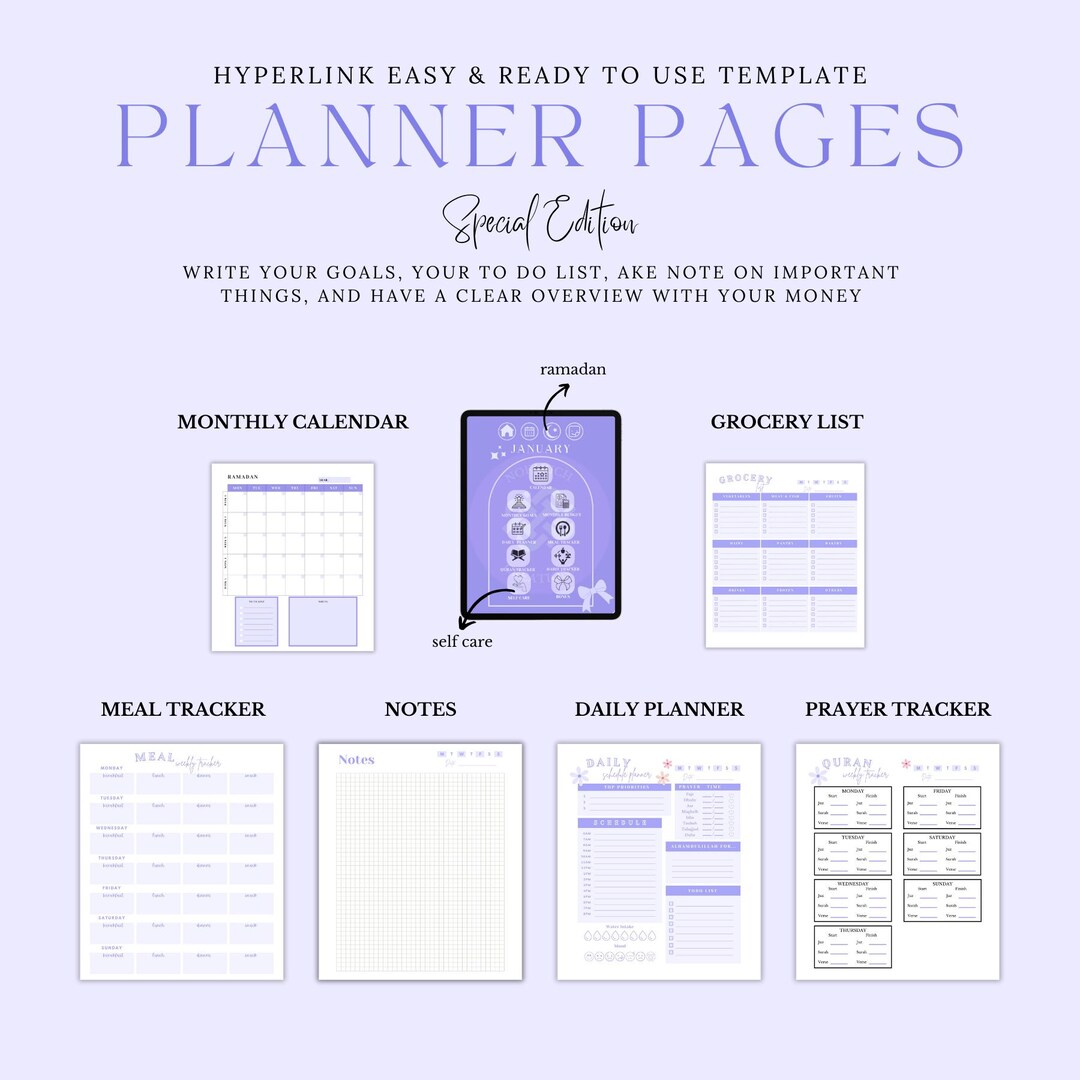 Digital Planner Goodnotes, Purple Digital Planner, Undated Digital ...