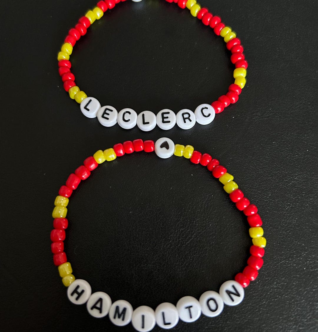 F1 Ferrari Hamilton and Leclerc Handmade Beaded Bracelet - Etsy