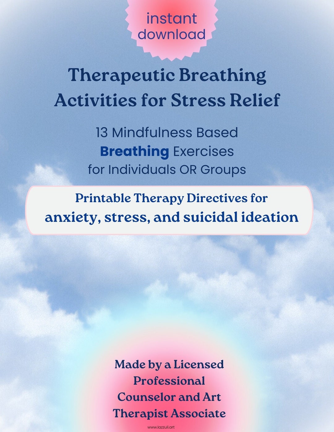 Therapeutic Breathing + Meditation Activity Bundle for Anxiety ...