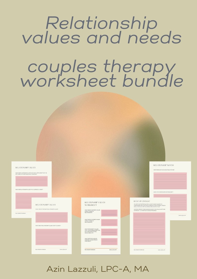 Relationship Values and Needs Worksheets | Couples Therapy Worksheets ...