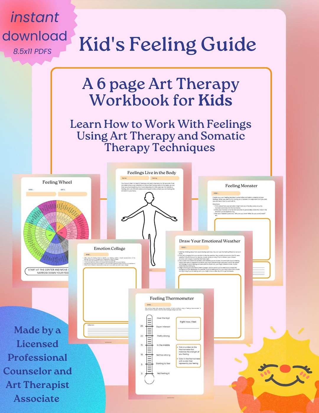 Kid's Feeling Guide: an Art Therapy Workbook for Children to Work With ...