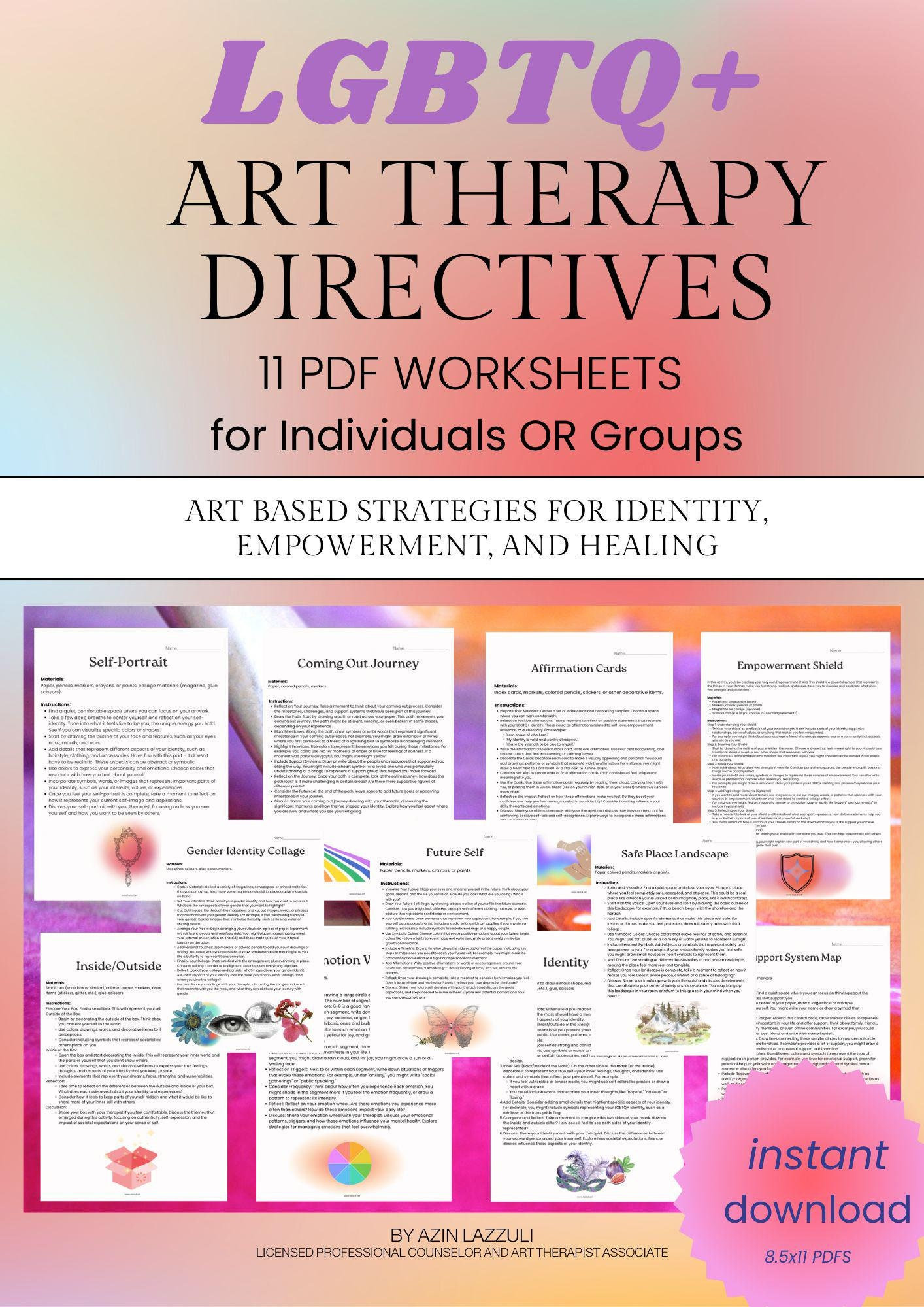 LGBTQ+ Art Therapy Bundle: Essential Directives for Empowering Identity ...