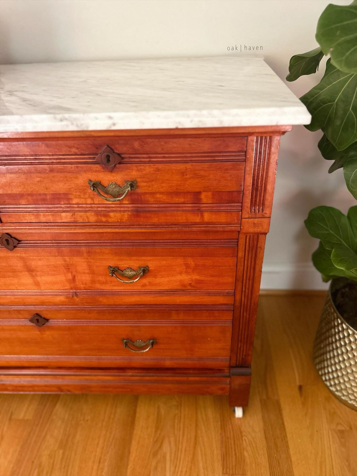 SOLD Eastlake Marble Top Dresser, Entryway Console, Chest of Drawers - Etsy