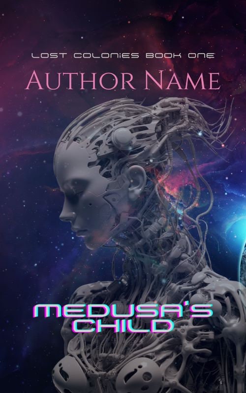 Custom Sci-fi Book Cover: Silver Robot Floating in Space - Etsy