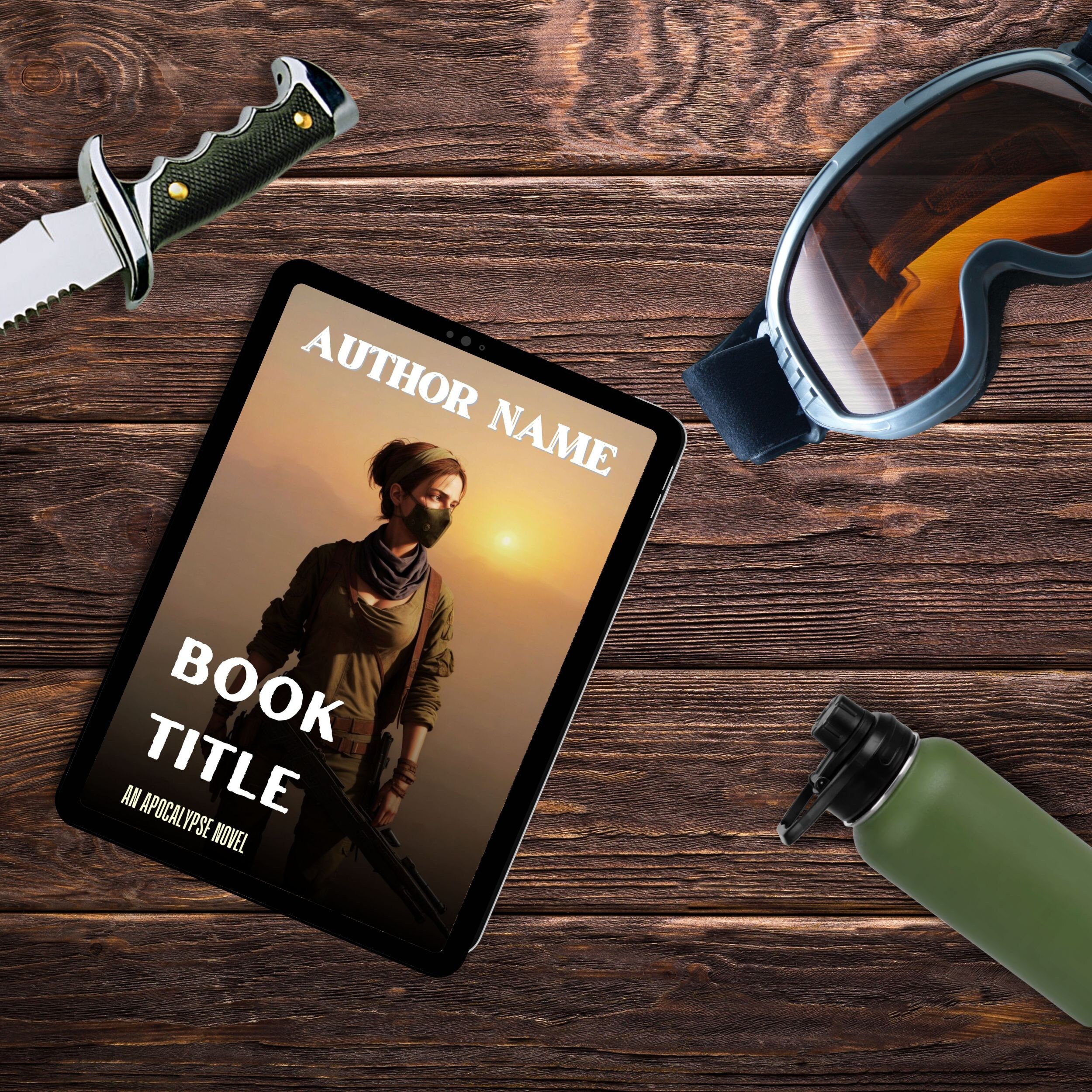 Custom Apocalypse Book Cover: Masked Woman Desolate Landscape - Etsy