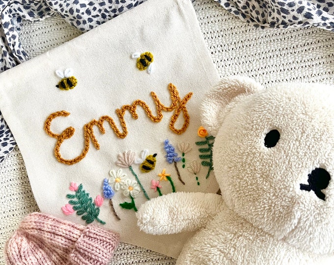 Personalised Custom Hand Embroidery, Nursery Decor Wall Hanging Banner ...