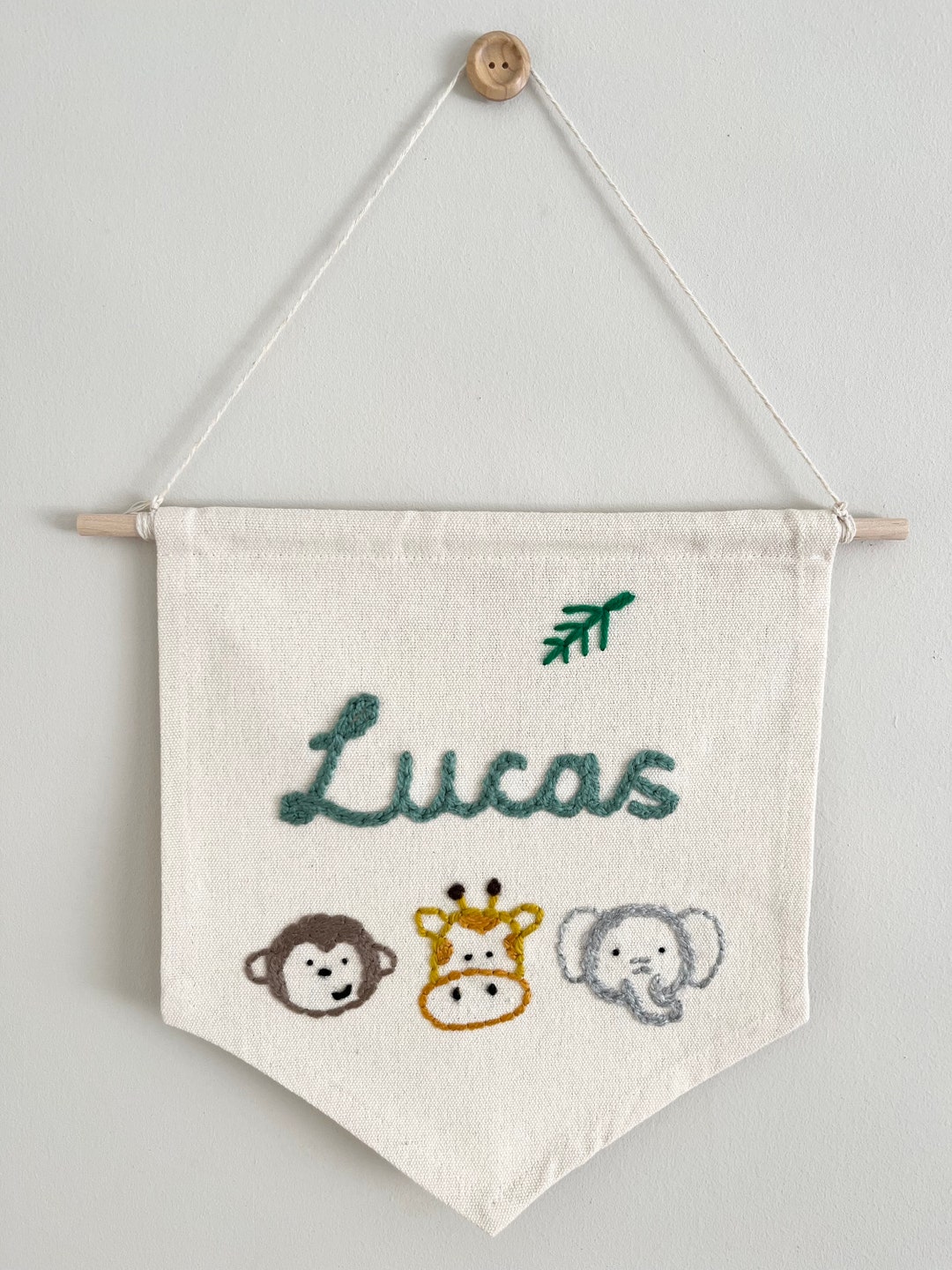 Personalised Custom Name Hand Embroidered Nursery Decor Wall Hanging ...