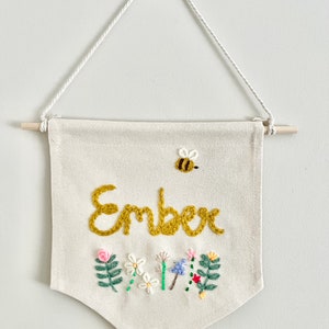 Personalised Custom Name Hand Embroidered Nursery Decor Wall Hanging ...