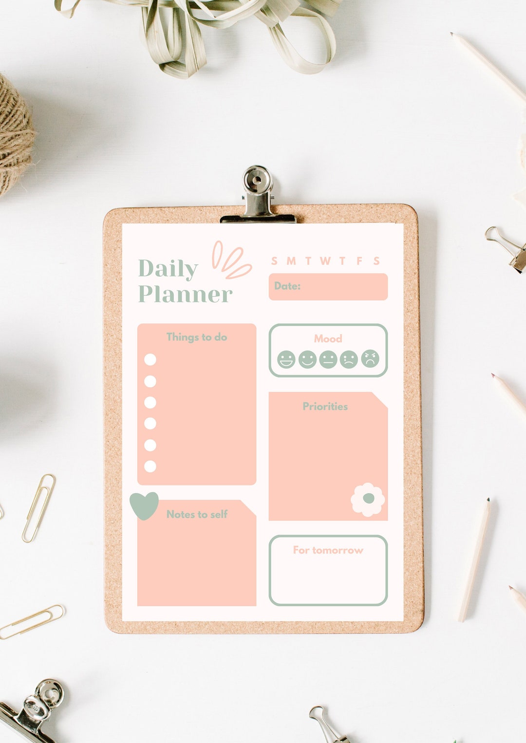 Daily Priority Planner To-do Checklist Digital Download - Etsy