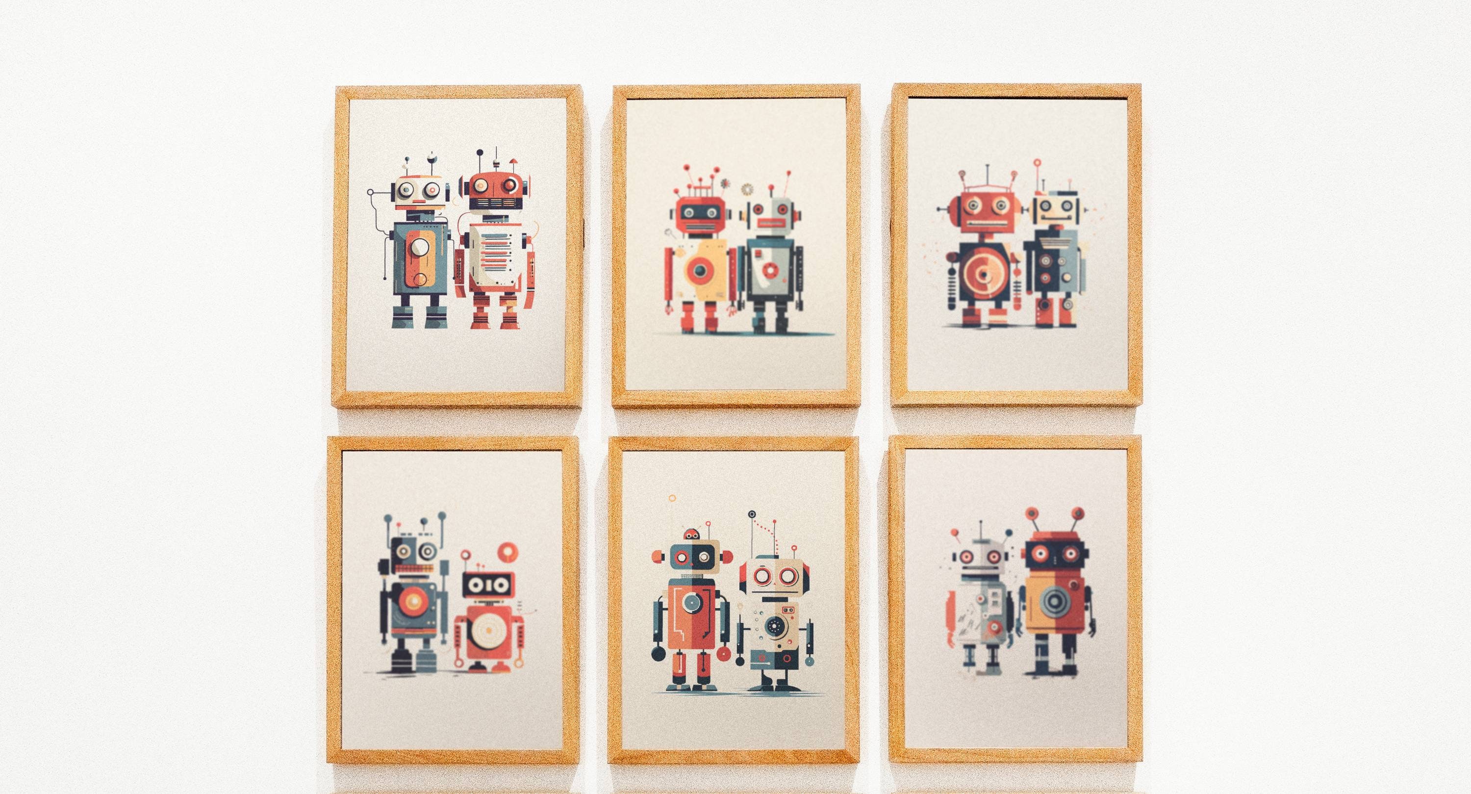Minimalist Sci-fi Robot Art Poster Prints for Boys Room Vintage ...