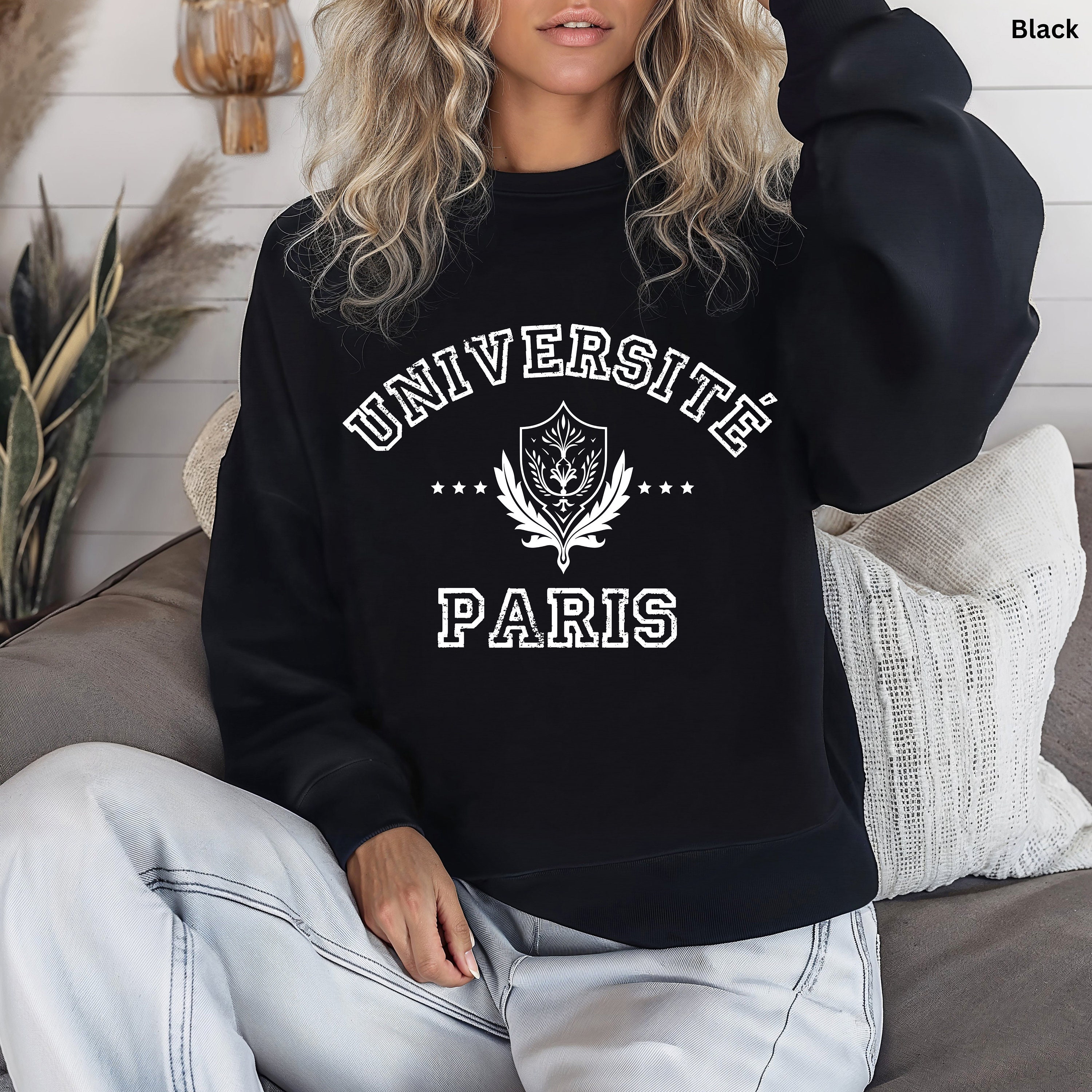 University Paris Crewneck Sweatshirt Cotton Blend Sweater, French Shirt ...