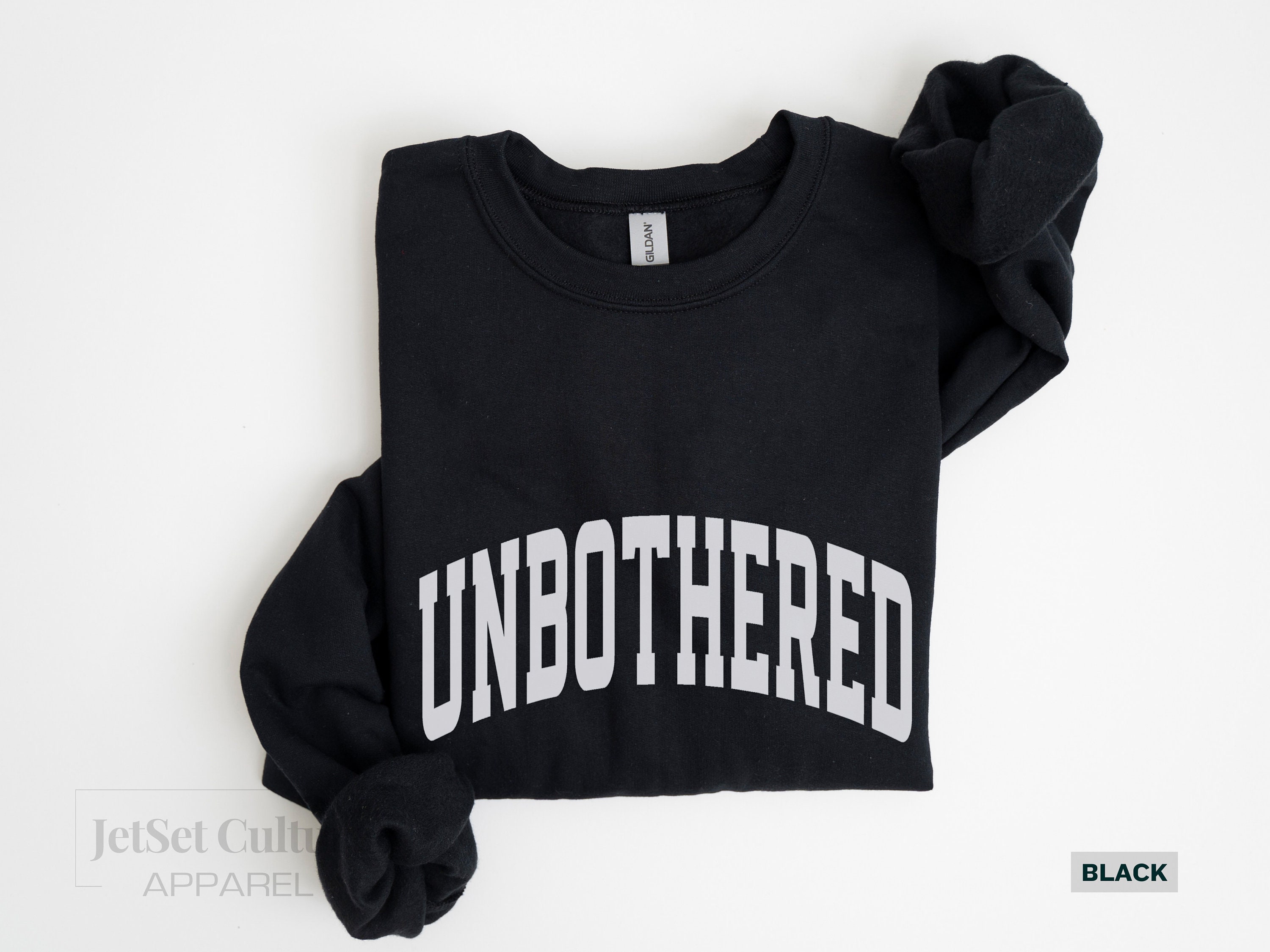 Unbothered Sweatshirt Varsity Letter Cotton Blend Crewneck Oversized ...