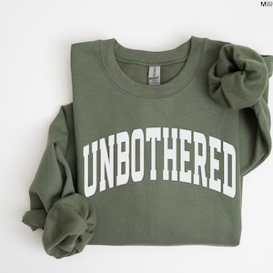 Unbothered Sweatshirt Varsity Letter Cotton Blend Crewneck Oversized ...