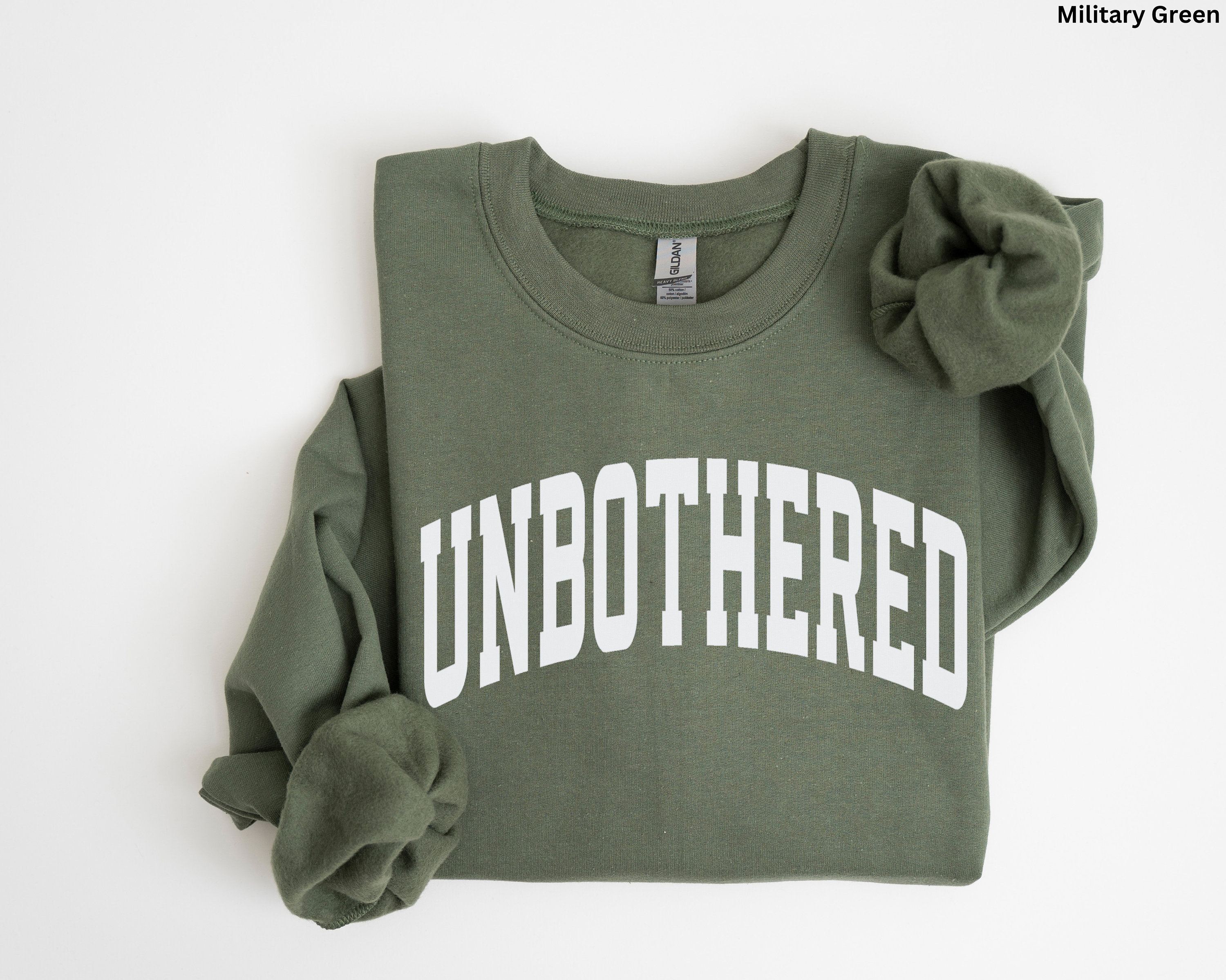 Unbothered Sweatshirt Varsity Letter Cotton Blend Crewneck Oversized ...