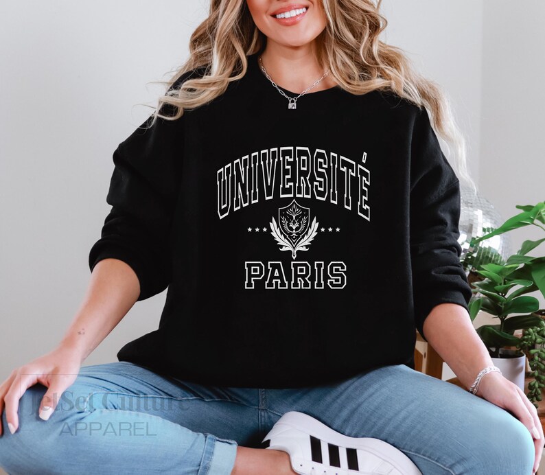 University Paris Crewneck Sweatshirt Cotton Blend Sweater, French Shirt ...