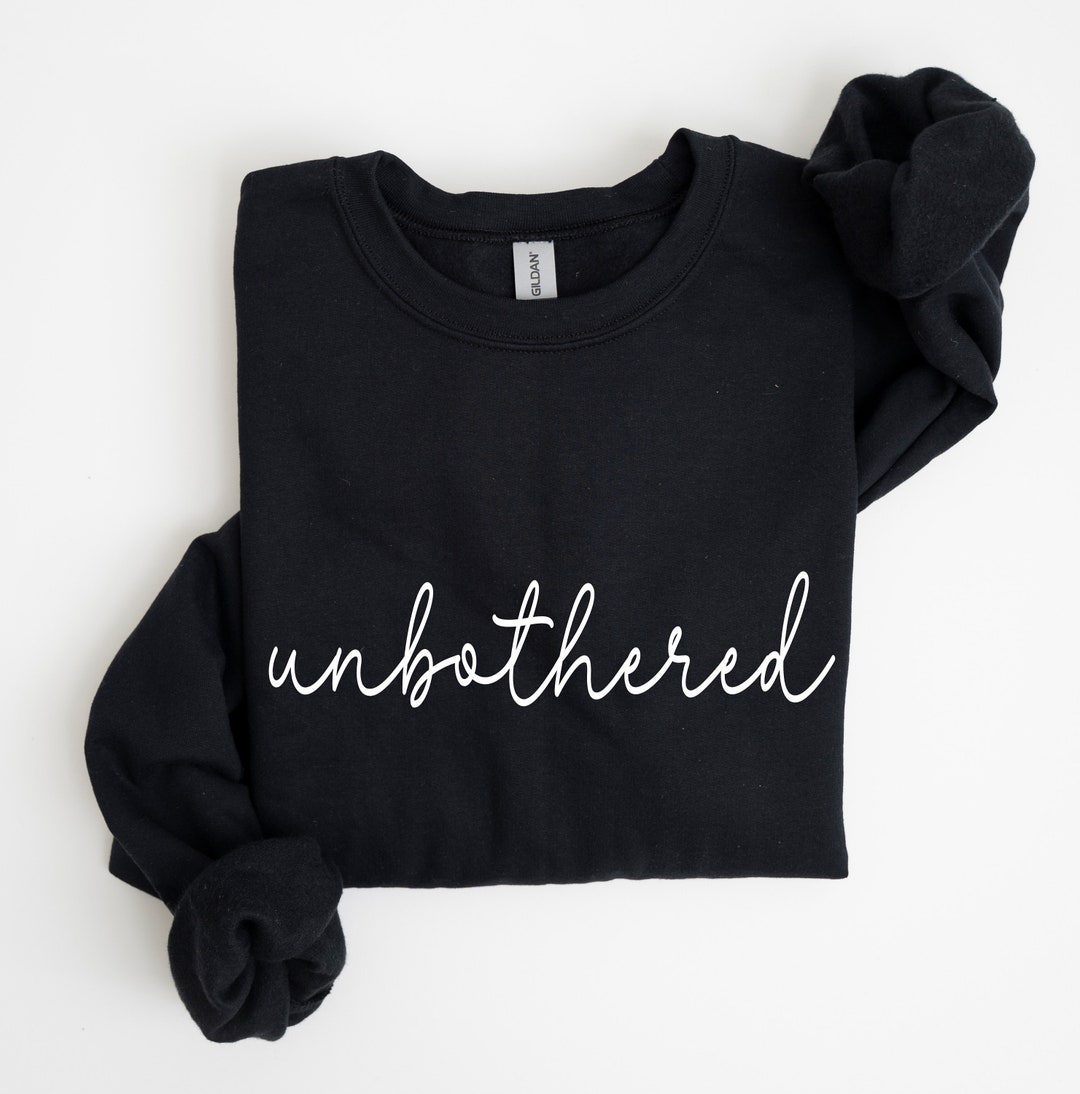 Unbothered Sweatshirt Minimal Letter Cotton Blend Crewneck Oversized ...