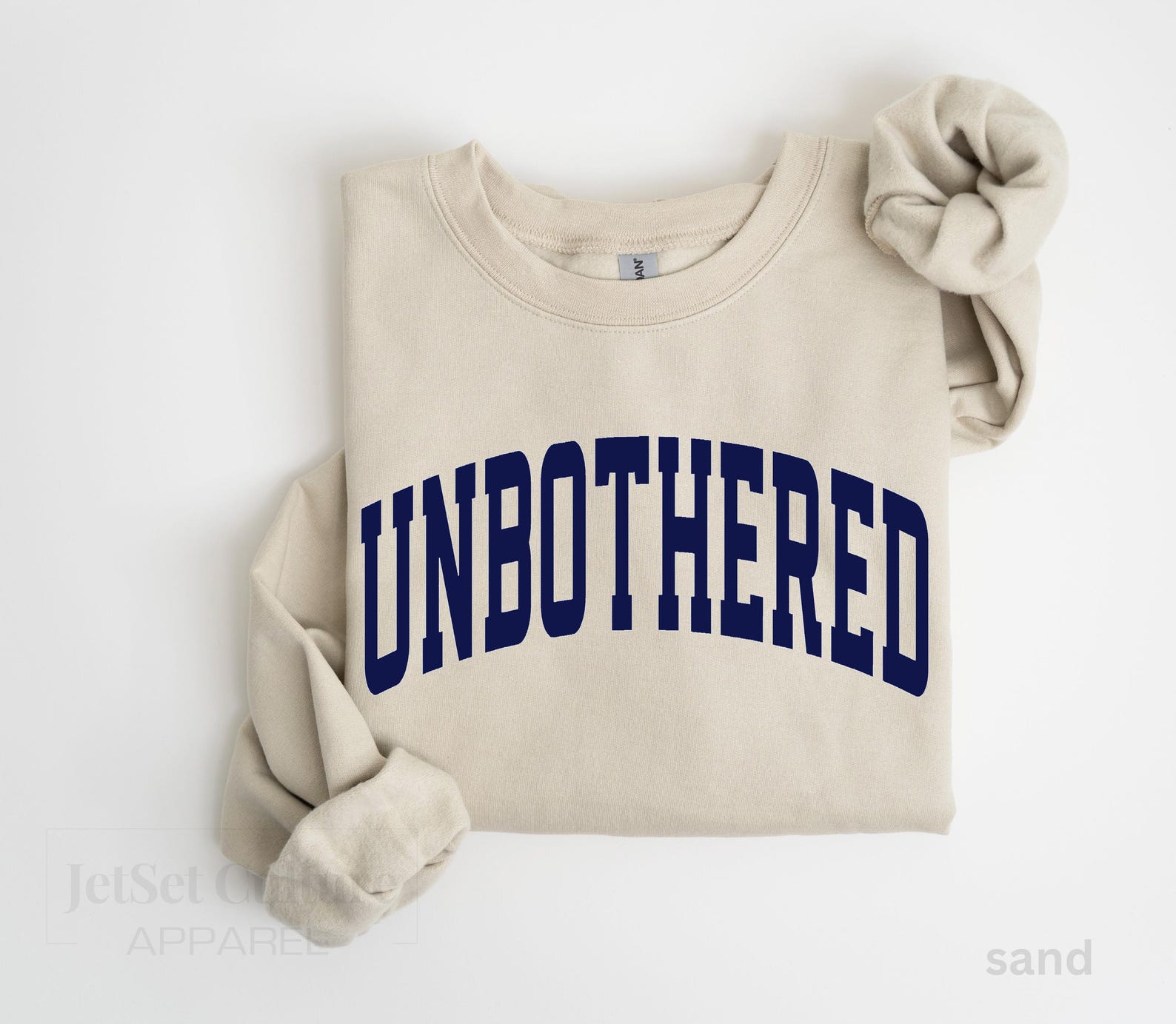 Unbothered Sweatshirt Varsity Letter Cotton Blend Crewneck Oversized ...