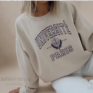University Paris Crewneck Sweatshirt Cotton Blend Sweater, French Shirt ...