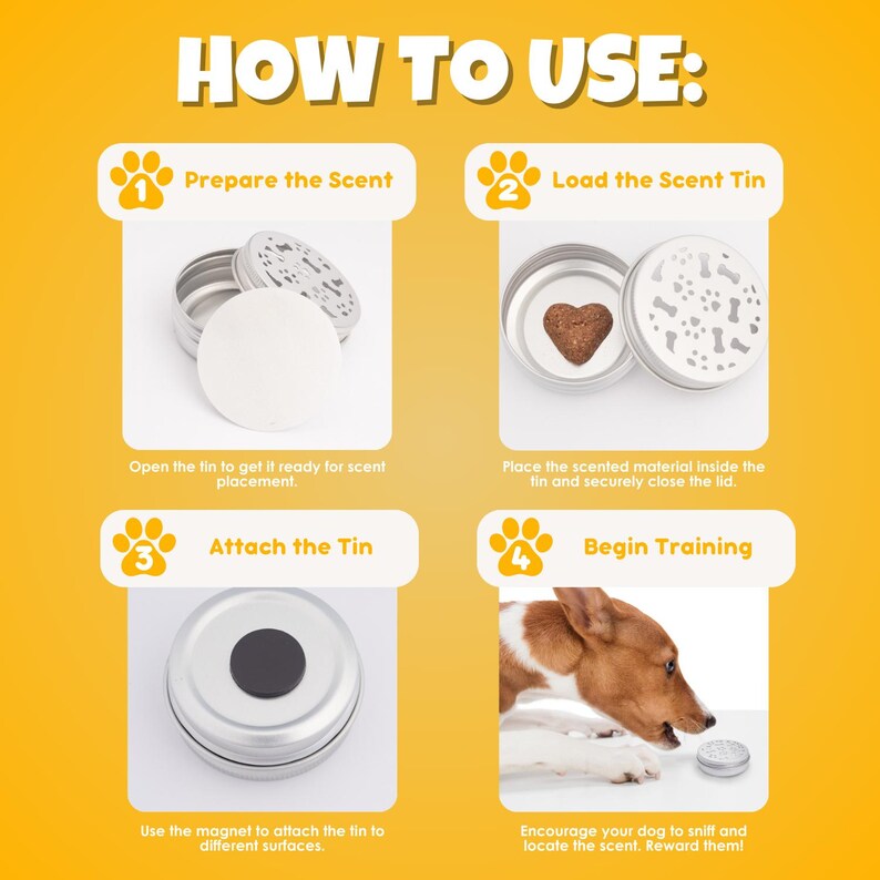 Dog Scent Training Tins: Paws & Bones Print, Magnetic, 2 OZ (set of 10 ...