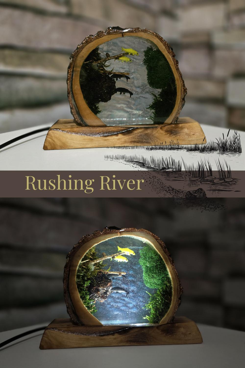 Epoxy Lamp, Handmade Resin Night Light, LED Forest Lamp, Moss and Ferns ...