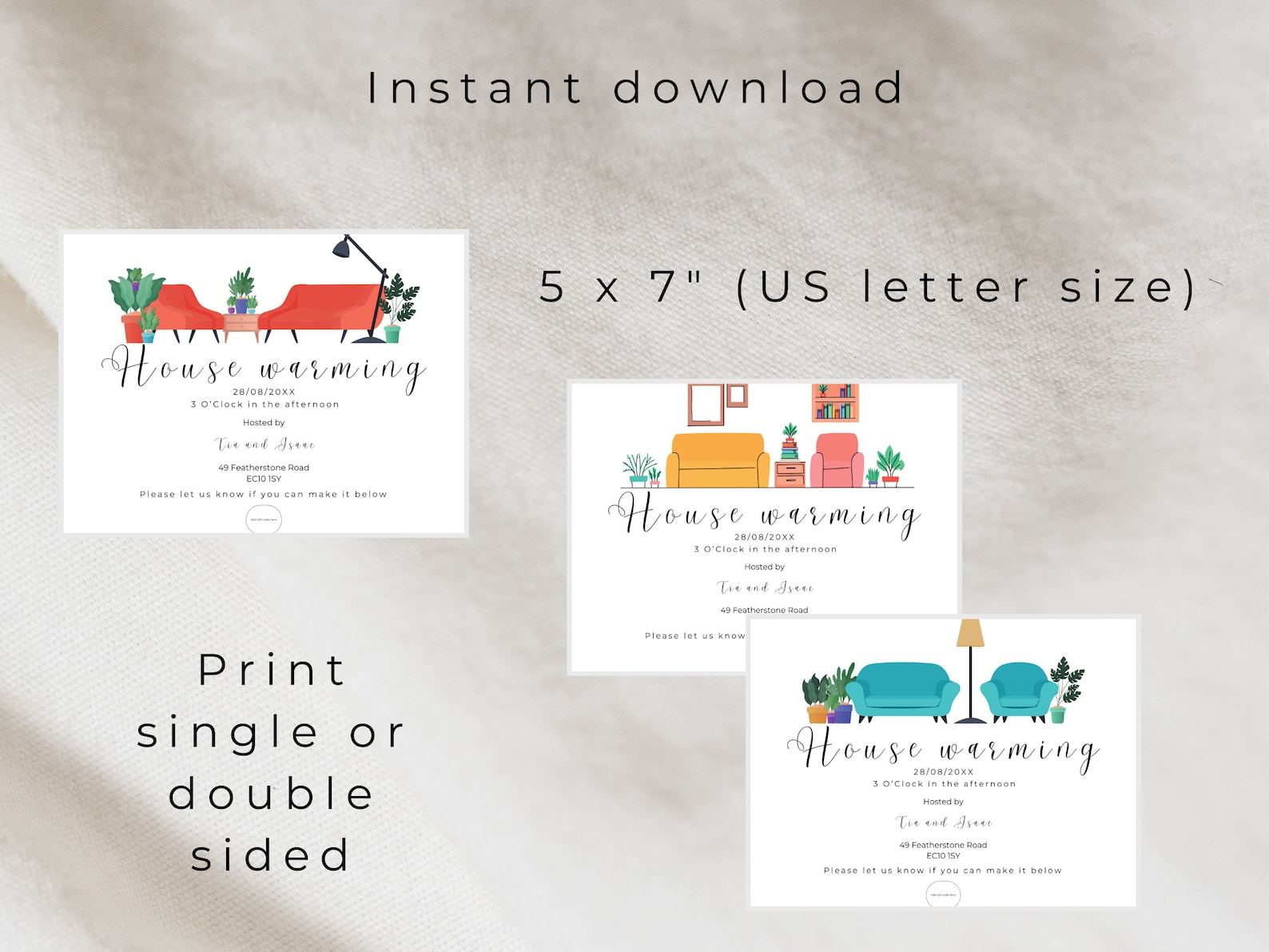 Printable House Warming Invitation | Editable With Canva | Instant ...