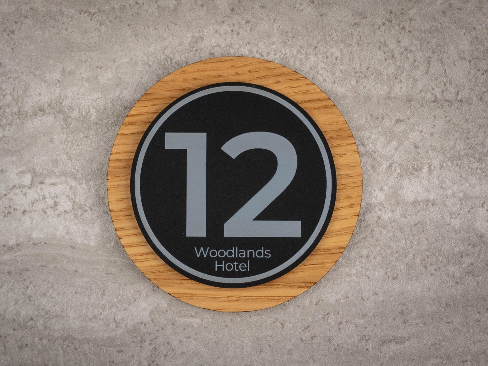 Custom Hotel Room Number Sign - Oak Wood & Matte Black Acrylic - Etsy ...