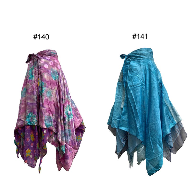 Handmade Patchwork Boho Shark Bite Hem Silk Reversible Wrap-around ...