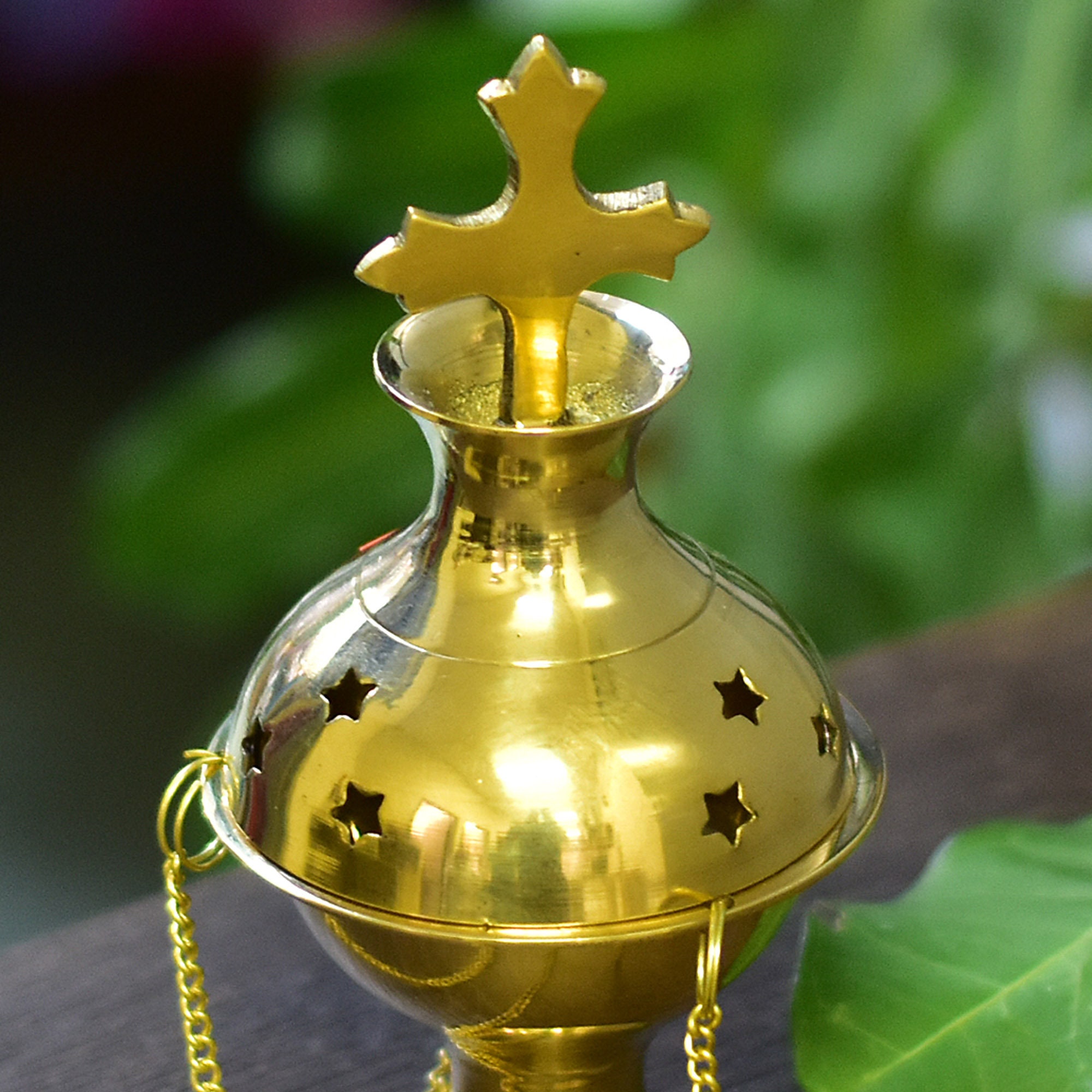 Brass Resin Burner Censer Incense Burner With Cross Thurible Hanging or ...