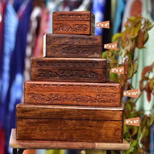 Indian Vintage Hand Carved Ethnic Paisley Wooden Handmade Gift Treasure ...