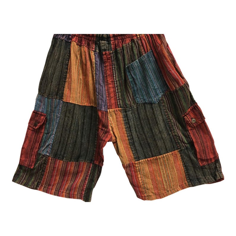 Men's Ethnic Print Stonewashed Cotton Patchwork Cargo Shorts - Etsy
