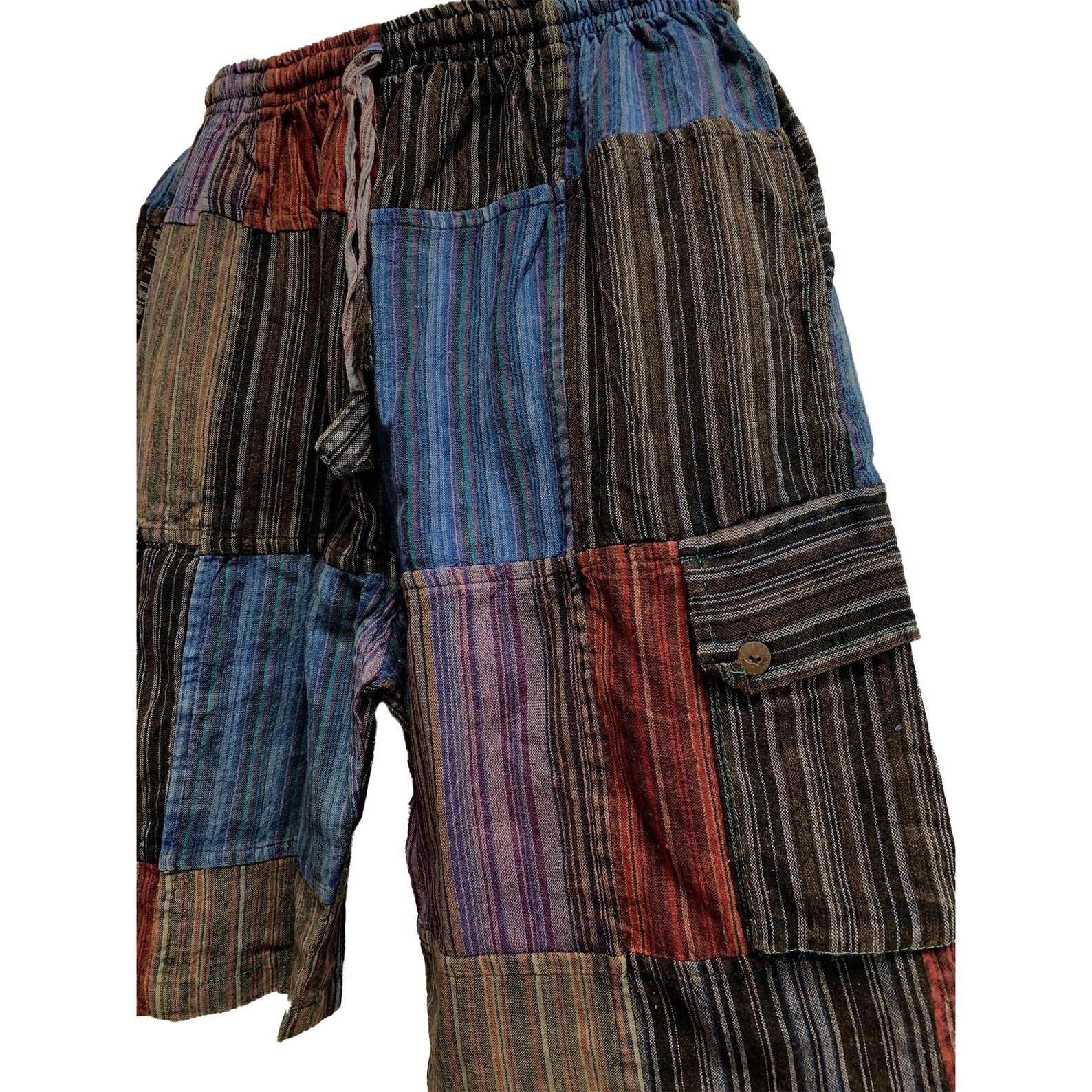 Men's Ethnic Print Stonewashed Cotton Patchwork Cargo Shorts - Etsy
