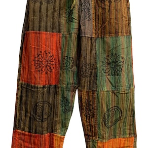 Men's Stonewashed Cotton Bohemian Vintage Unisex Ethnic Print Patchwork ...