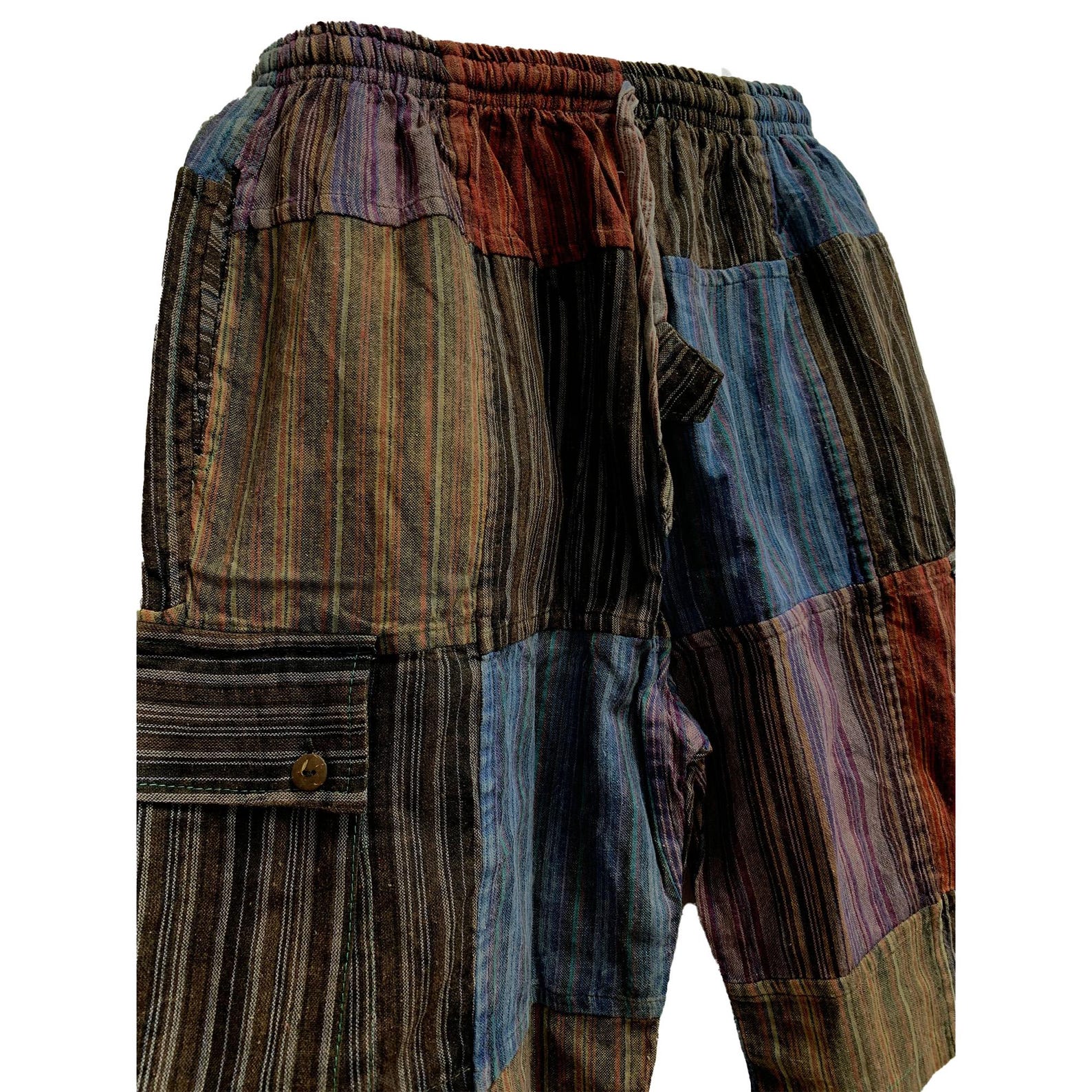 Men's Ethnic Print Stonewashed Cotton Patchwork Cargo Shorts - Etsy