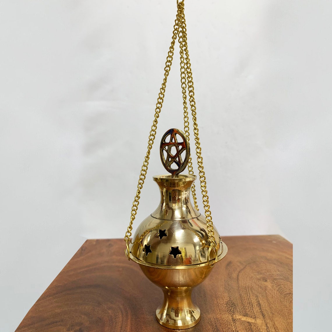Brass Resin Burner Censer Incense Burner With Pentacle Thurible Hanging ...