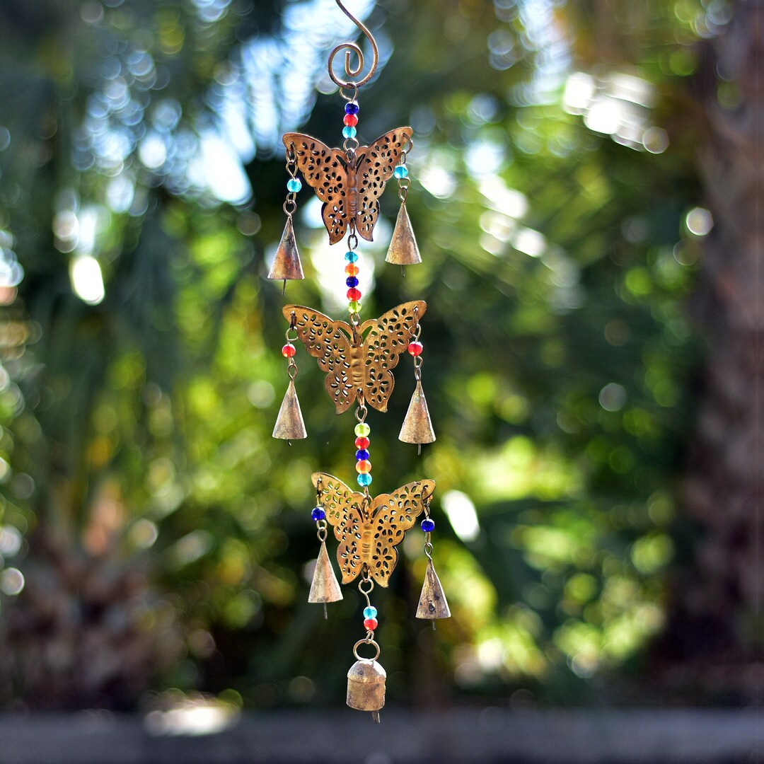Handmade Butterfly Brass Harmony Boho Home Garden Wind Chime Bell Wind ...
