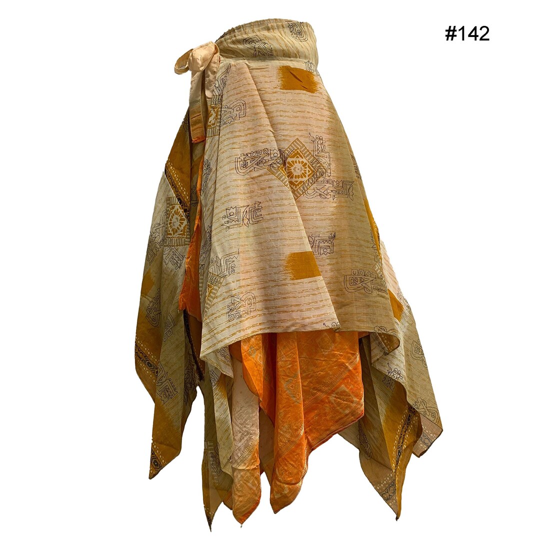 Handmade Patchwork Boho Shark Bite Hem Silk Reversible Wrap-around ...
