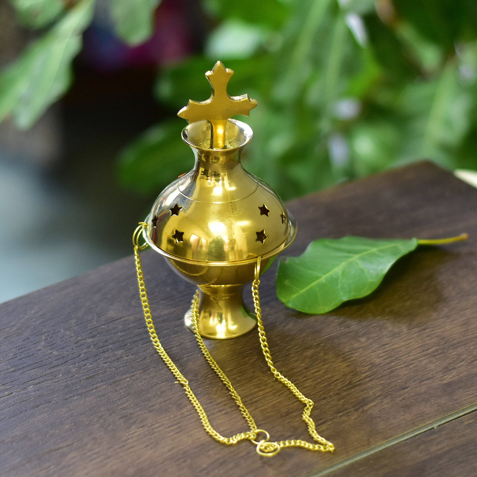 Brass Resin Burner Censer Incense Burner With Cross Thurible Hanging or ...