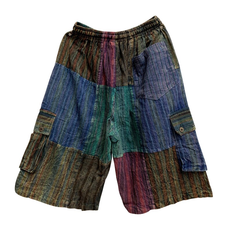 Men's Ethnic Print Stonewashed Cotton Patchwork Cargo Shorts - Etsy