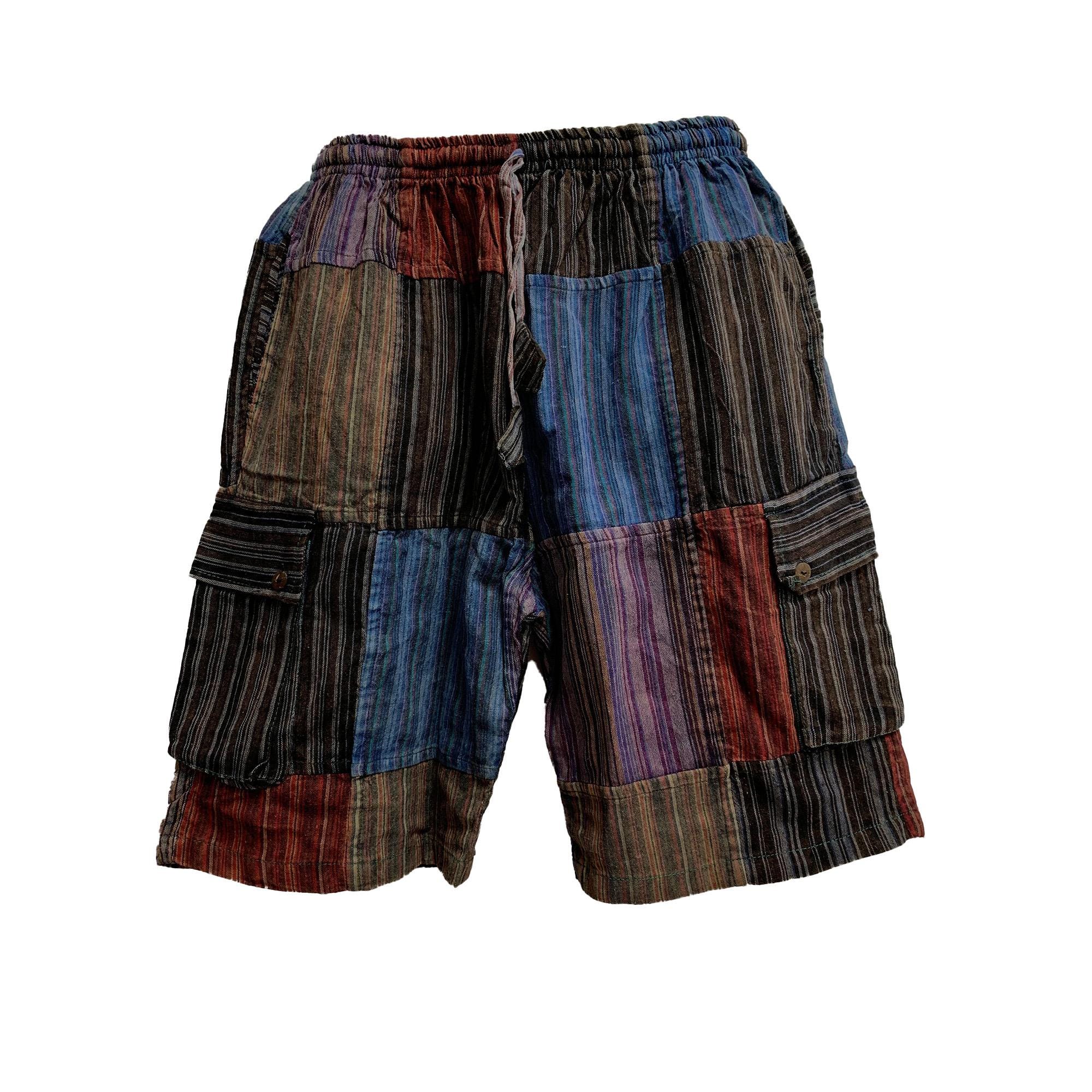 Men's Ethnic Print Stonewashed Cotton Patchwork Cargo Shorts - Etsy