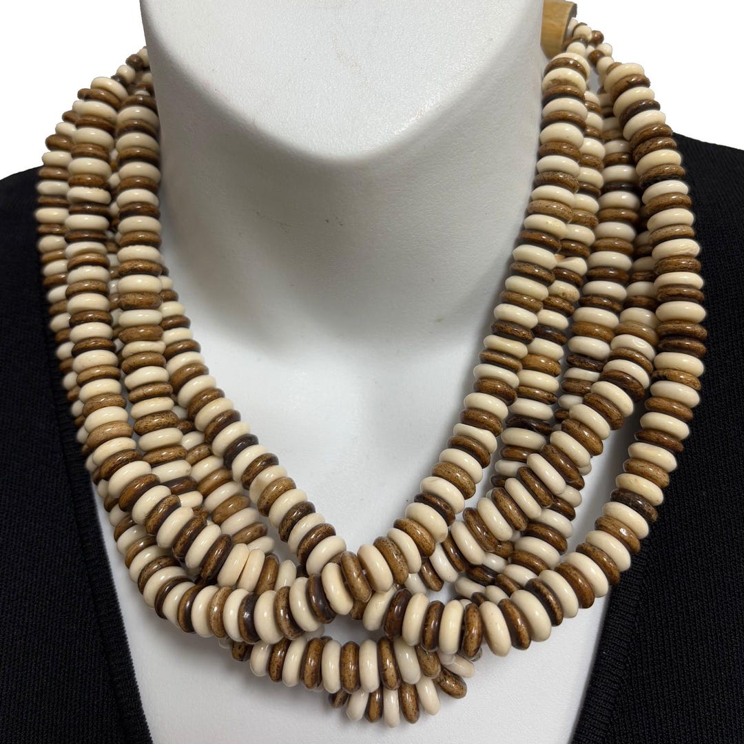 Vintage Himalayan Handmade Multi-strand Statement Chunky Bone Jewelry ...