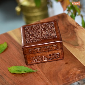 Indian Vintage Hand Carved Ethnic Paisley Wooden Handmade Gift Treasure ...