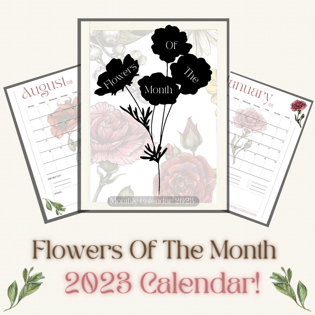 Printable Digital Monthly Calendar Planner 2023 Flowers of the Month ...
