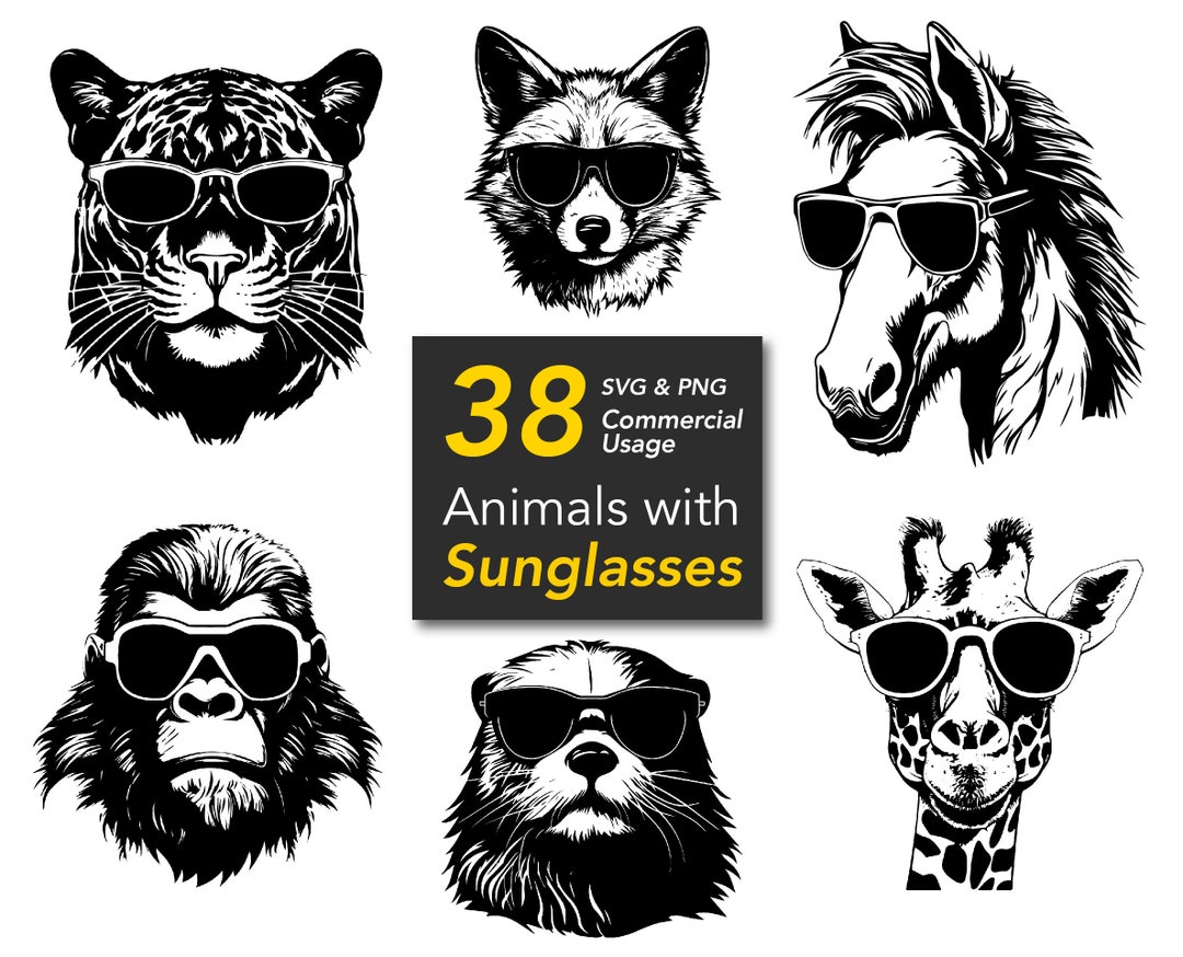 Animals With Sunglasses, Cool, SVG, PNG, Vector, Digital Download ...